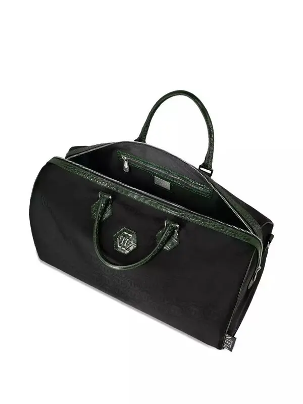 Philipp Plein Logo-pattern Crocodile-trim Nylon And Leather Travel Bag