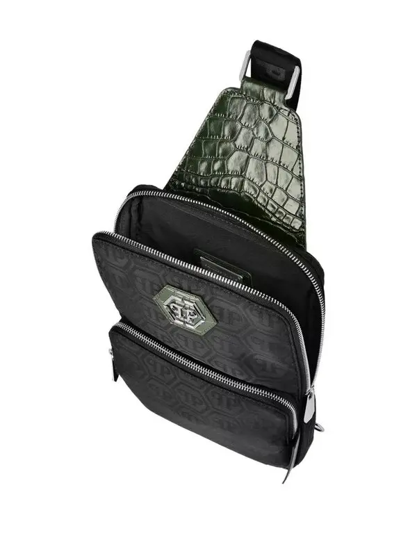 Philipp Plein Monogram-pattern Crocodile-effect Crossbody Bag