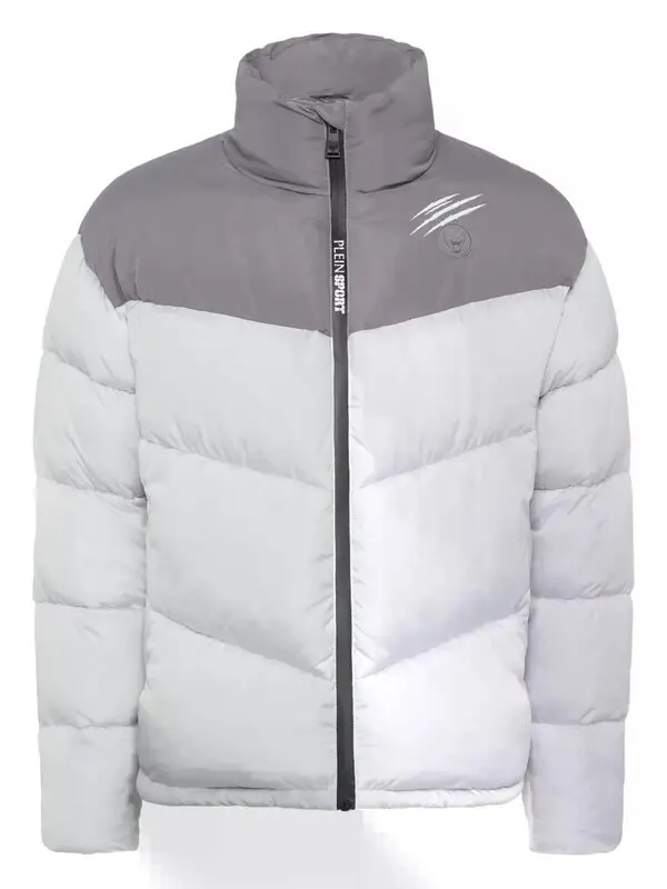PLEIN SPORT Colour-block Quilted Down Puffer Jacket - Grey