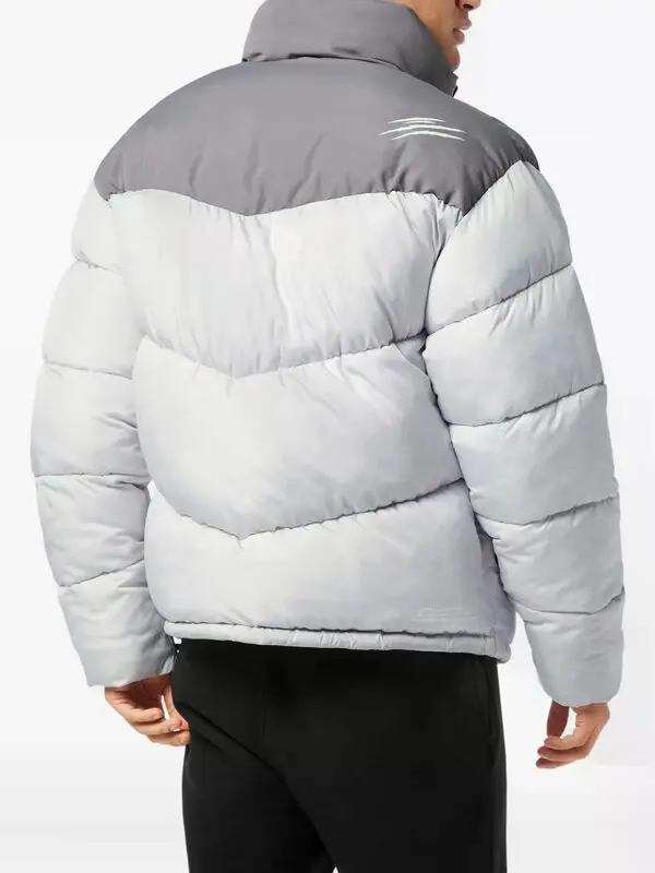 PLEIN SPORT Colour-block Quilted Down Puffer Jacket - Grey
