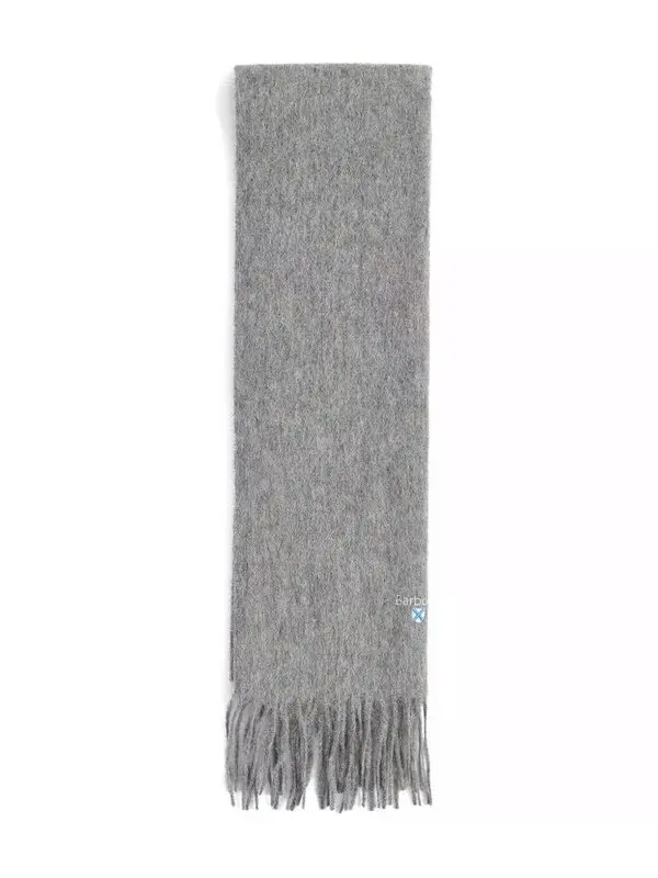 Barbour Embroidered-logo Fringed Scarf