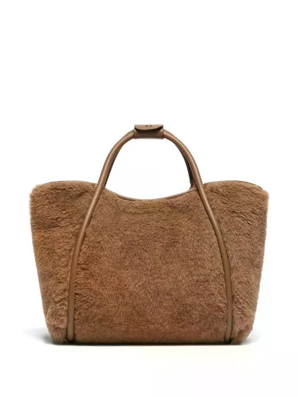 Max Mara Shearling Handbag With Leather Trim - Brown