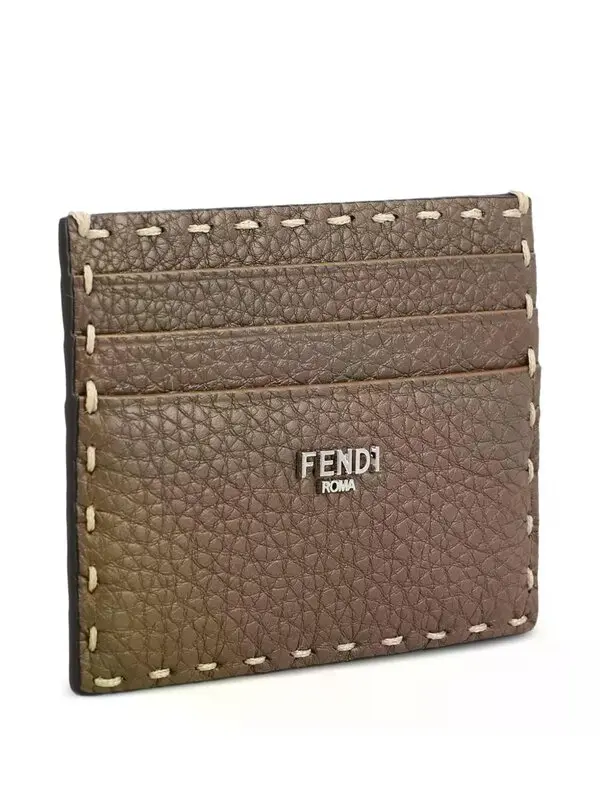 Fendi Selleria Hammered Leather Cardholder - Brown