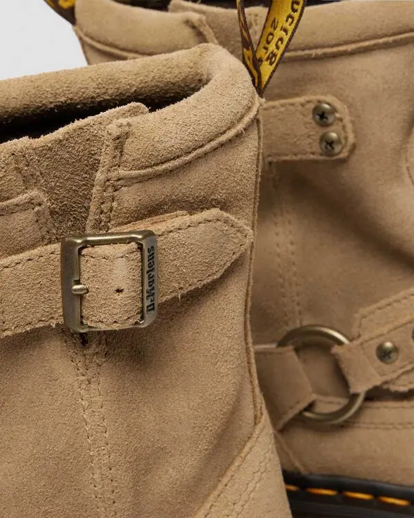 Dr. Martens Anistone Harness Suede Biker Boots - Tan