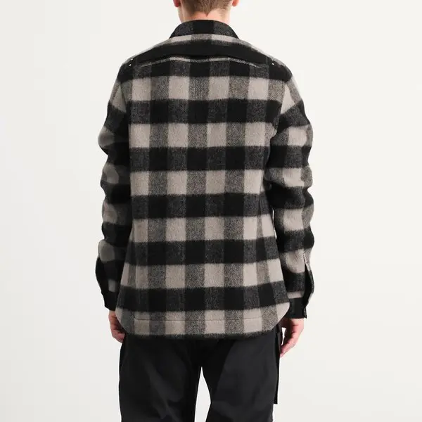 Rick Owens Plaid Wool Outershirt - Black Plaid