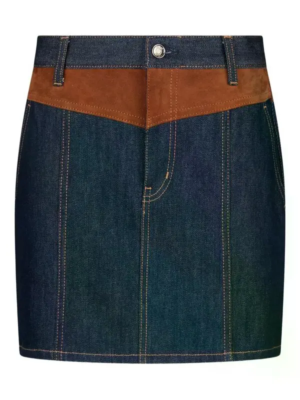 Liu Jo Suede-panel Denim Mini Skirt - Blue