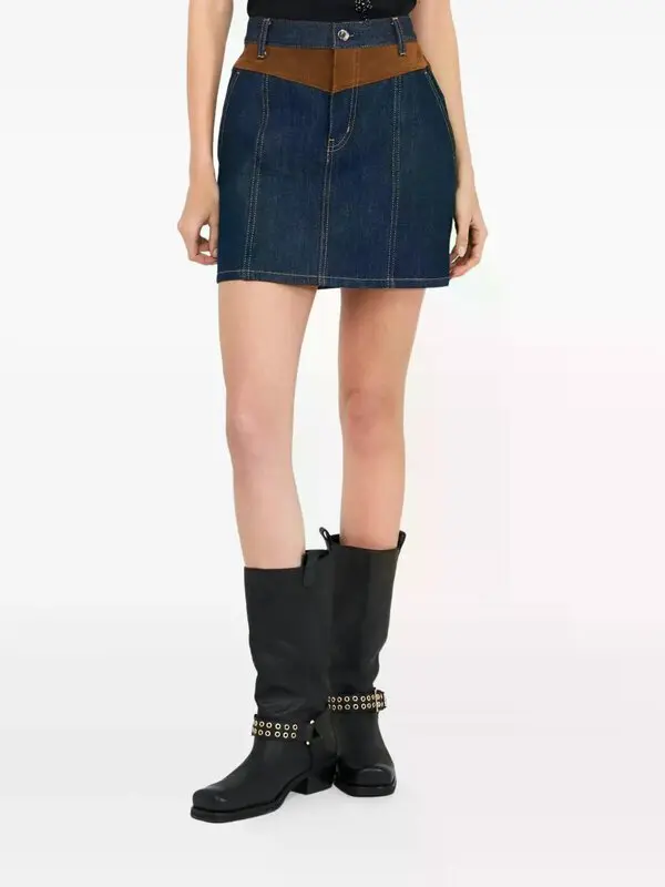 Liu Jo Suede-panel Denim Mini Skirt
