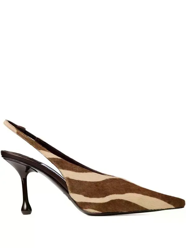 JIMMY CHOO Isa Zebra Print Pony Leather Slingback Pumps - Brown