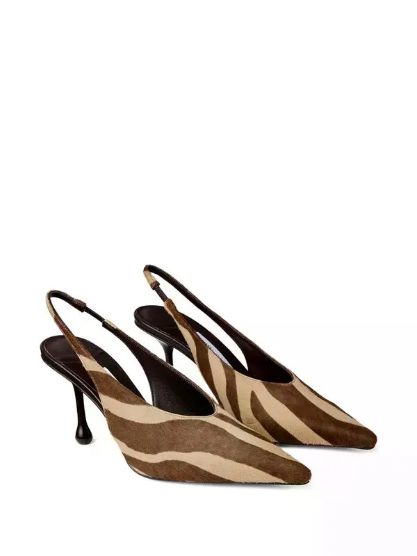 JIMMY CHOO Isa Zebra Print Pony Leather Slingback Pumps - Brown