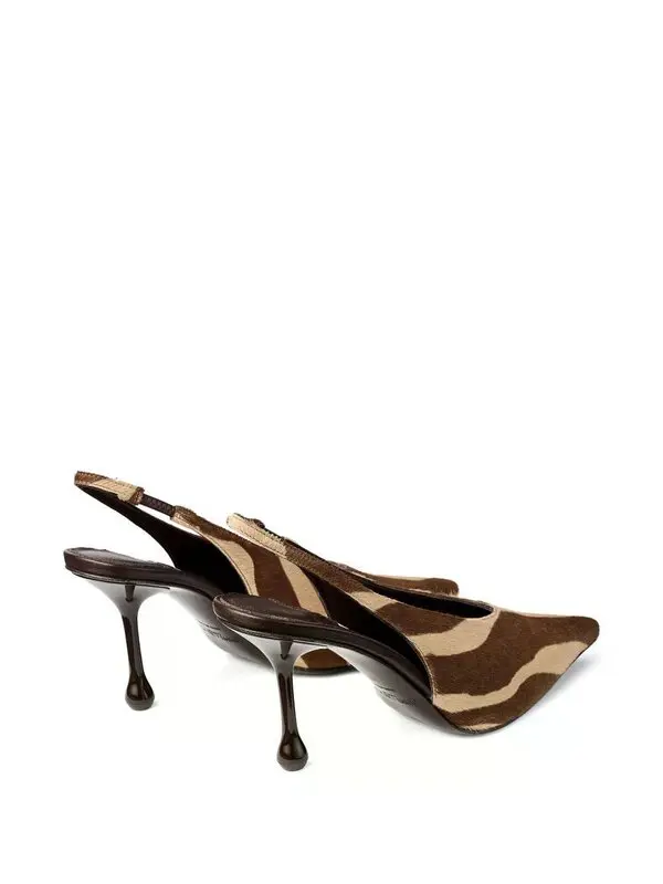 JIMMY CHOO Isa Zebra Print Pony Leather Slingback Pumps - Brown