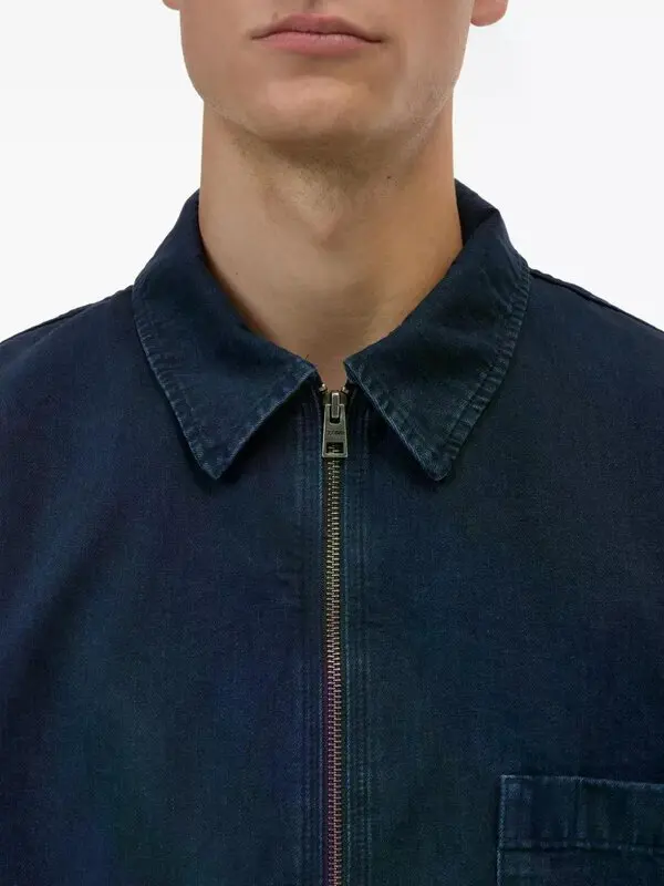 Closed Zip-front Chest-pocket Shirt
