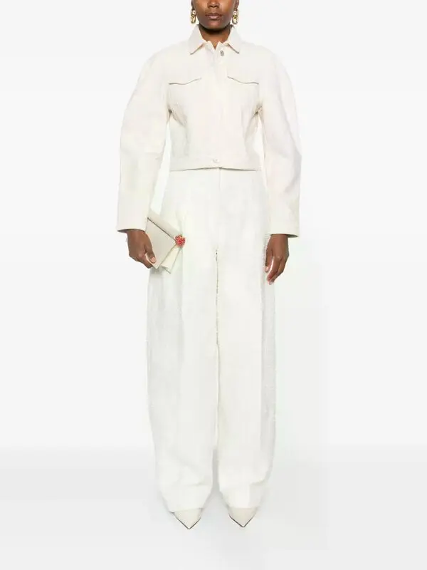 Jacquemus Le Ovalo De-nîmes Cropped Jacket - Neutrals