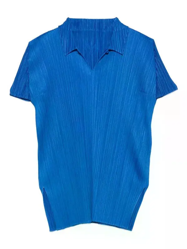 Issey Miyake Pleated Buttoned Top - Blue
