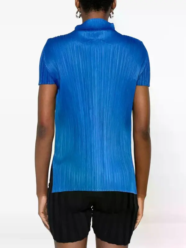 Issey Miyake Pleated Buttoned Top - Blue