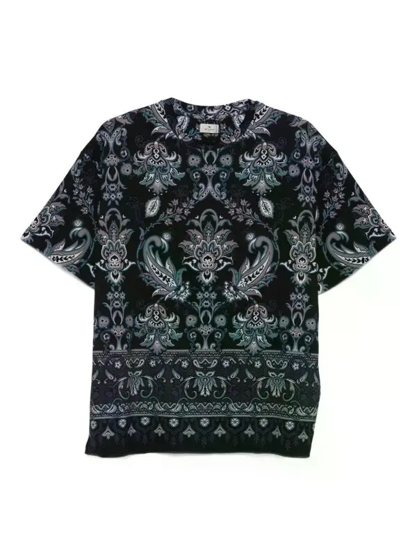 Etro Paisley-print Cotton T-shirt - Blue