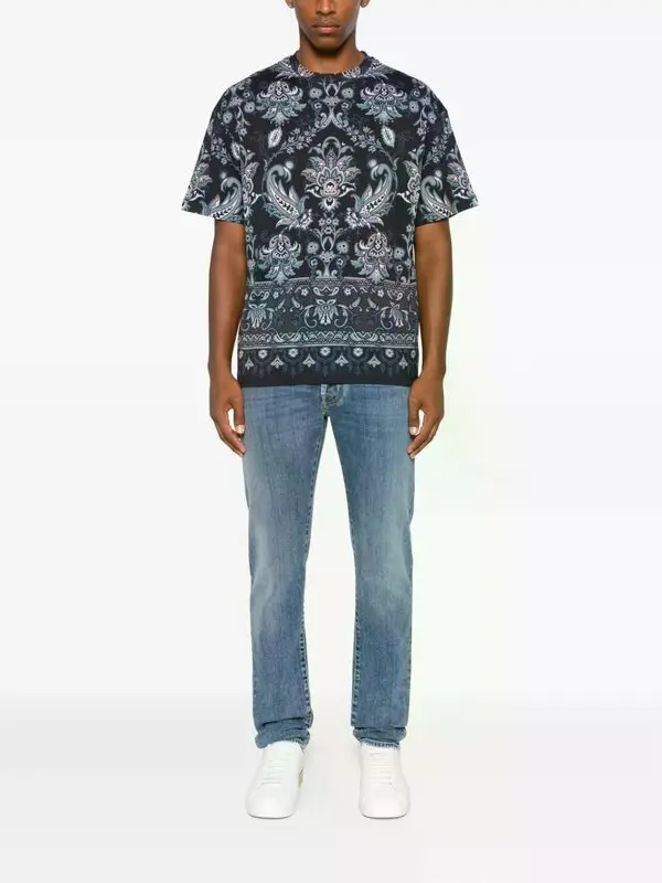 Etro Paisley-print Cotton T-shirt - Blue