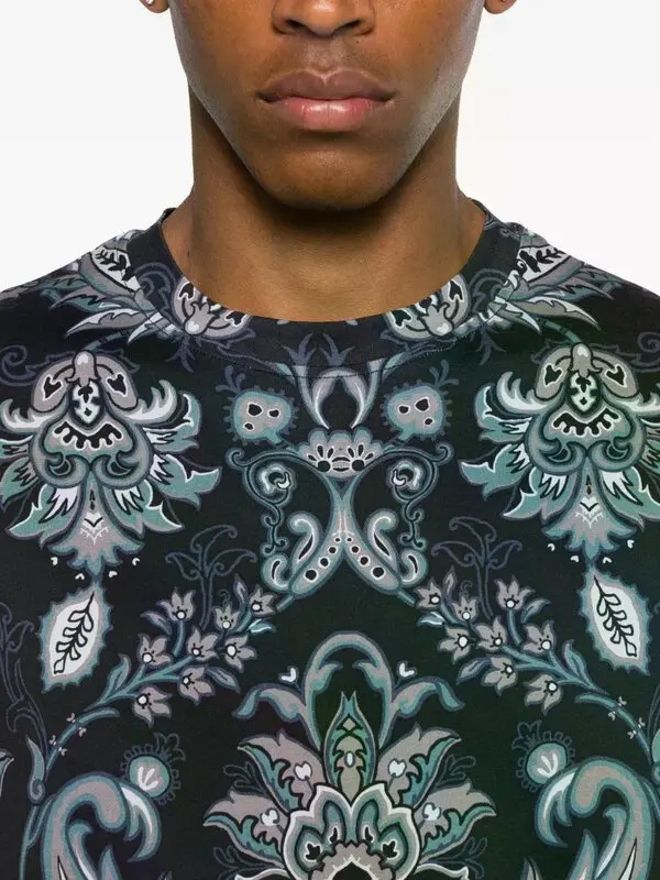 Etro Paisley-print Cotton T-shirt - Blue