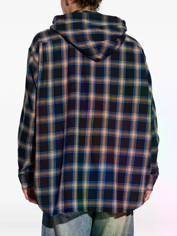DIESEL® Hooded Checked Shirt - Black