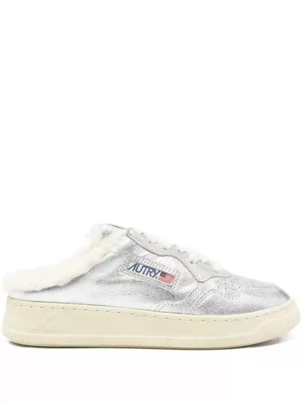 AUTRY Medalist Metallic Leather Sneakers - Silver