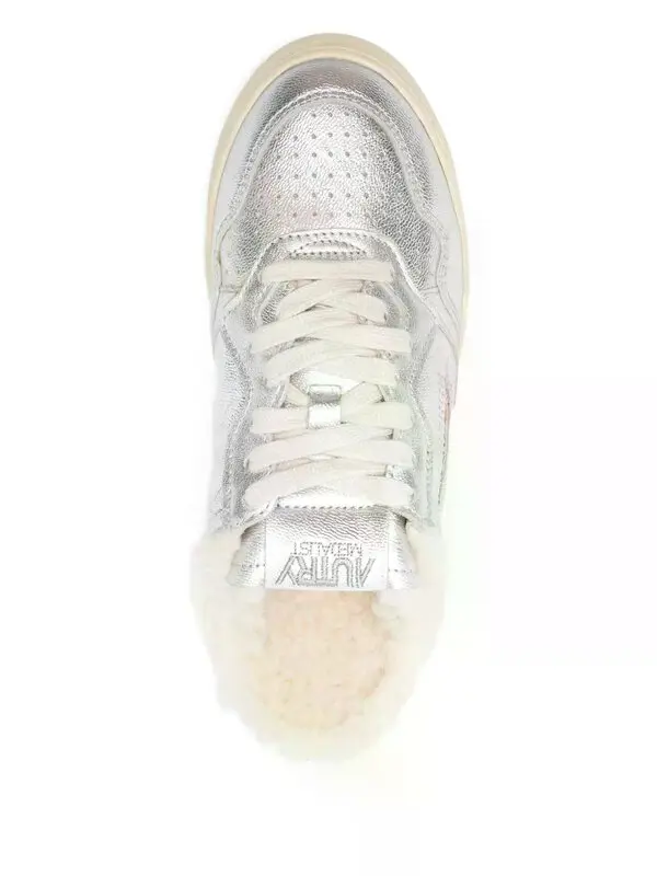 AUTRY Medalist Metallic Leather Sneakers - Silver