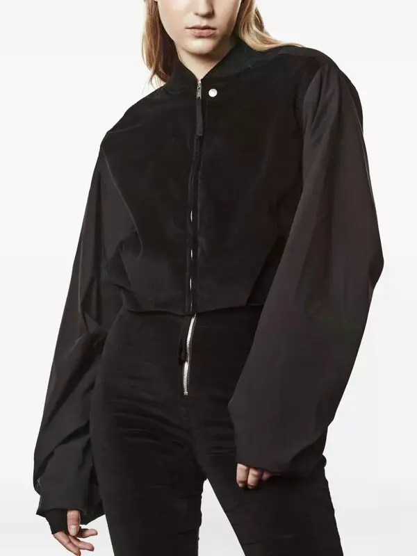 THOM KROM Velvet Cropped Zip-front Jacket