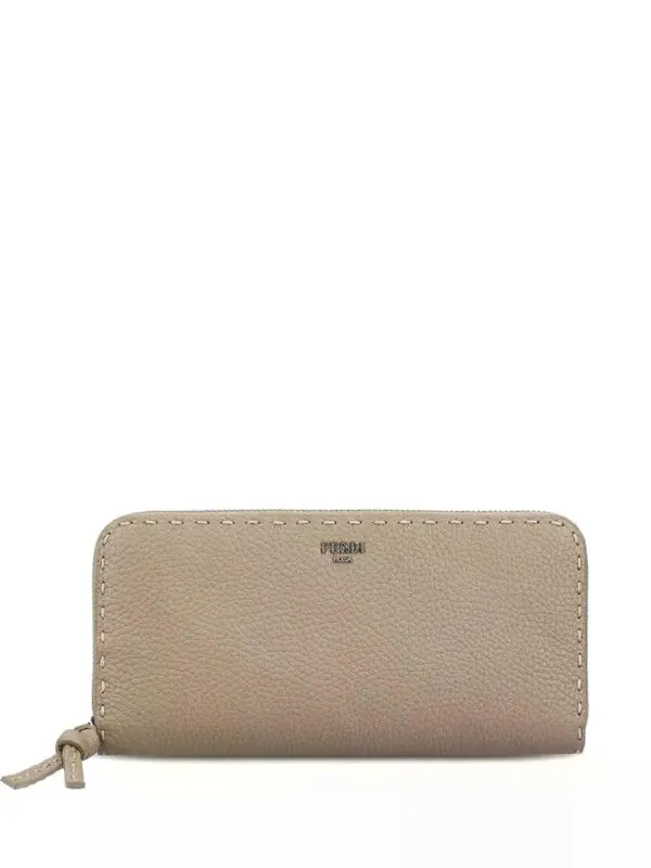 Fendi Zip-around Leather Wallet - Neutrals