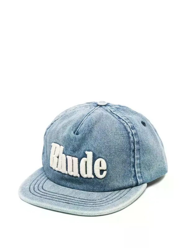 Rhude Logo-embroidered Denim Cap - Blue