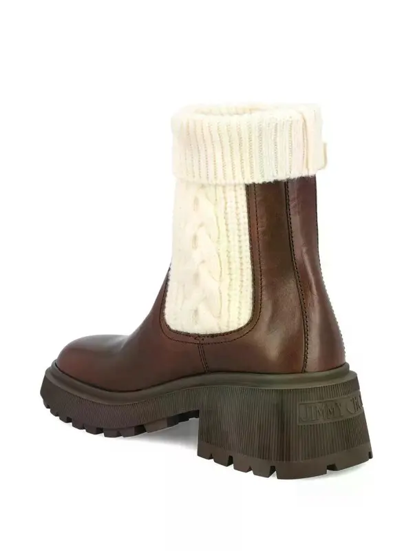 JIMMY CHOO Knit-trim Leather Boots