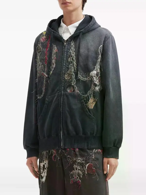 Doublet Embellished Zip-Up Hoodie In Grey - 44% Off | Editorialist