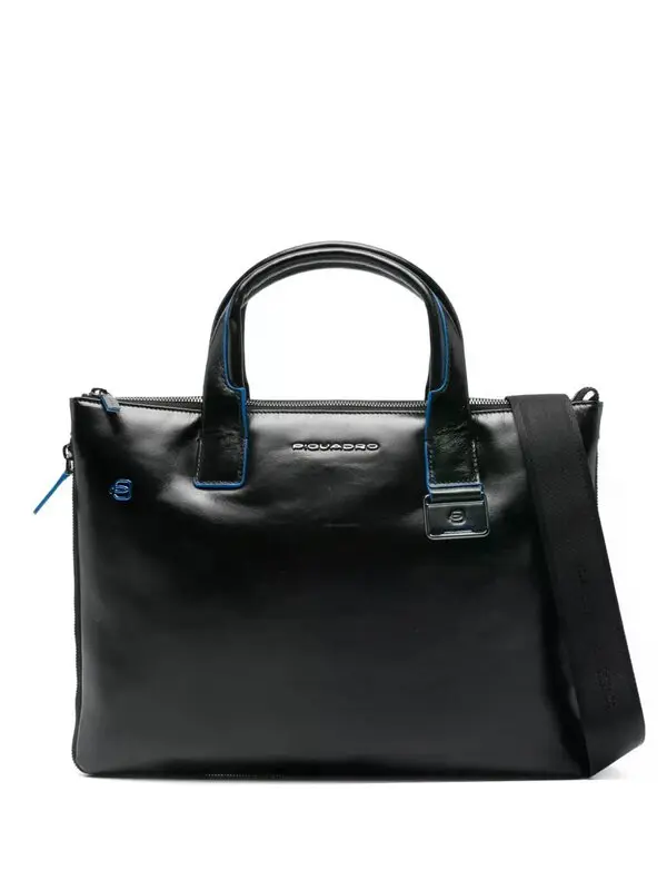 PIQUADRO Leather Top-handle Briefcase - Black