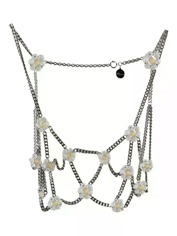 Noir Kei Ninomiya Flower-embellished Chain Top - Silver