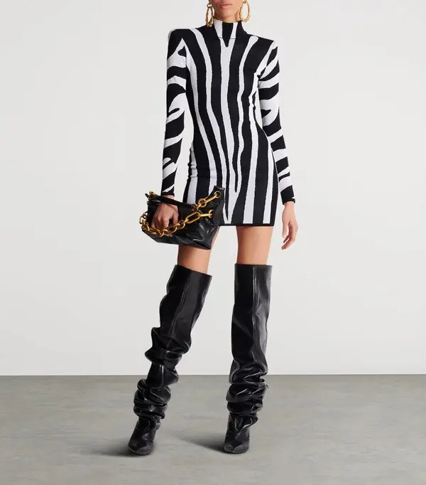 Balmain Knitted Zebra Mini Dress