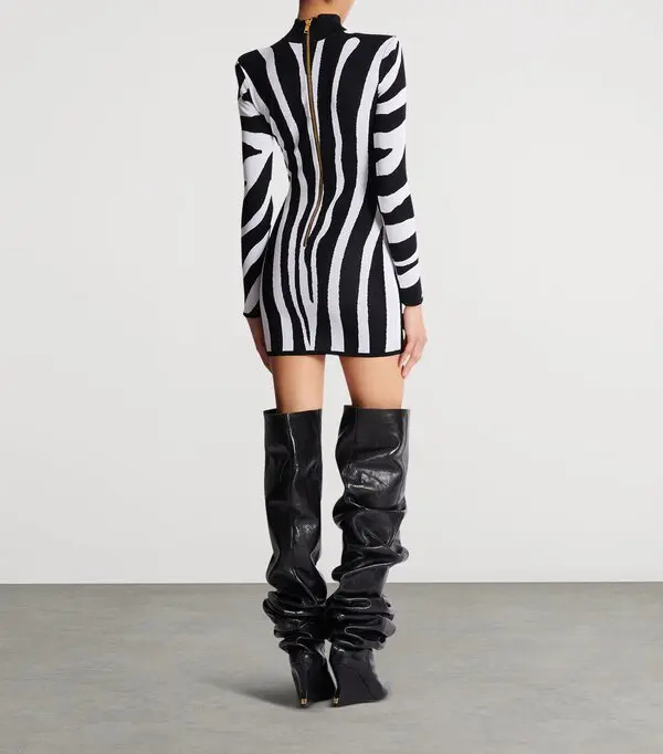 Balmain Knitted Zebra Mini Dress