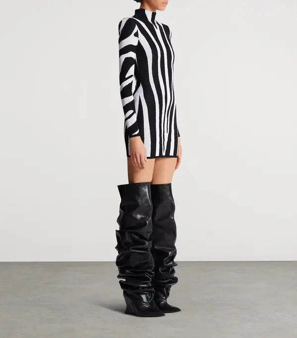 Balmain Knitted Zebra Mini Dress