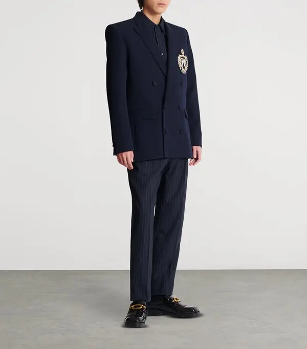 Balmain Wool Crystal-embellished Emblem Blazer