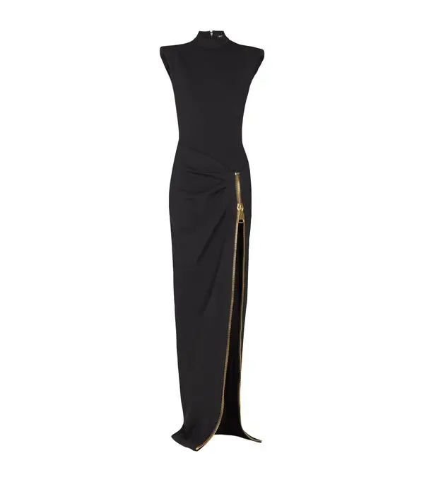 Balmain Zip-detail Maxi Dress - Black