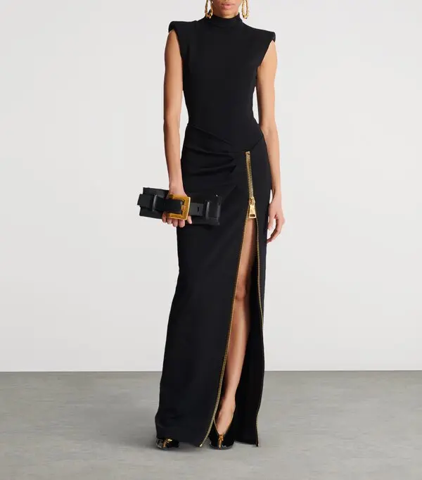 Balmain Zip-detail Maxi Dress - Black