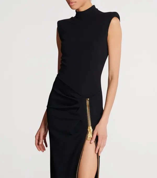 Balmain Zip-detail Maxi Dress - Black