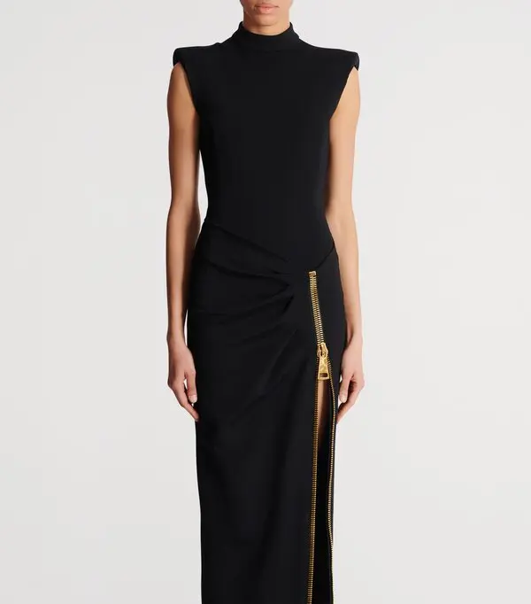 Balmain Zip-detail Maxi Dress - Black