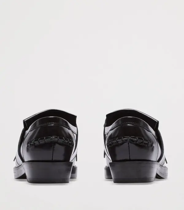 Balmain Glazed Leather Sync Loafers - Black