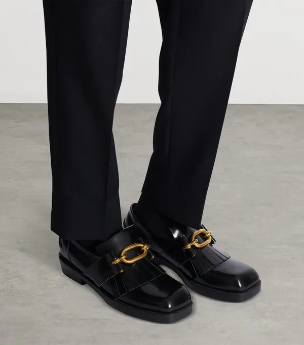 Balmain Glazed Leather Sync Loafers - Black