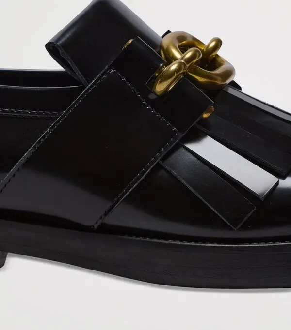 Balmain Glazed Leather Sync Loafers - Black