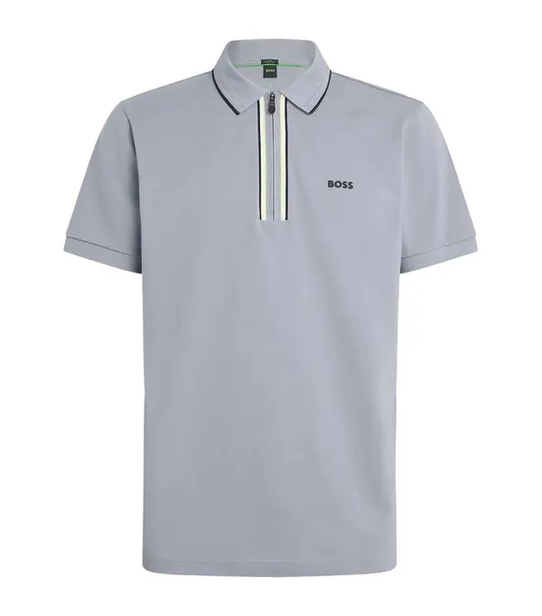 BOSS Stretch Cotton Philix Polo Shirt - Grey