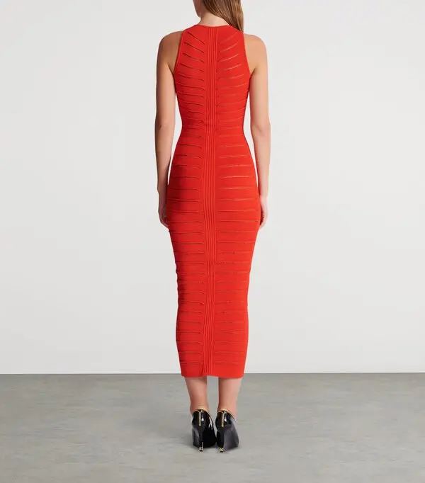 Balmain Knitted Distressed Midi Dress
