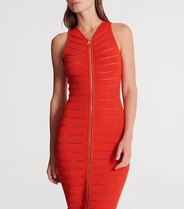 Balmain Knitted Distressed Midi Dress