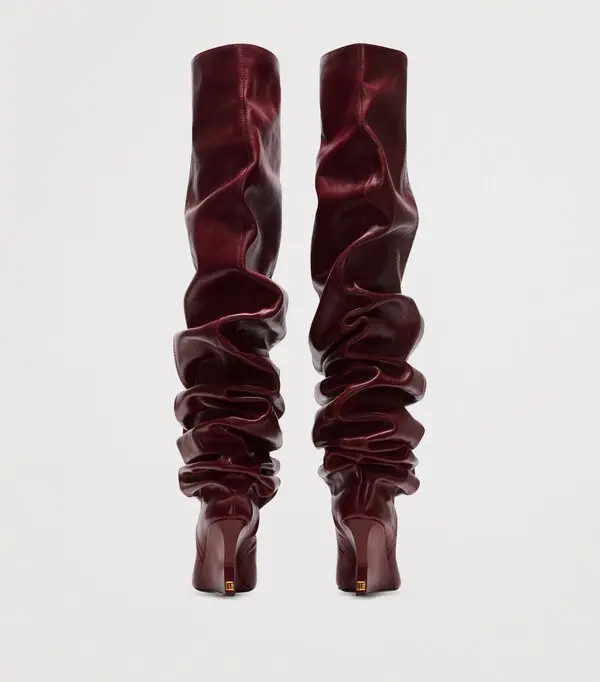 Balmain Leather Wedge Over-the-knee Boots 95