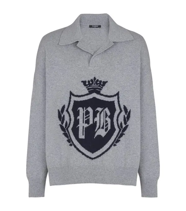 Balmain Cashmere-virgin Wool Polo Sweatshirt