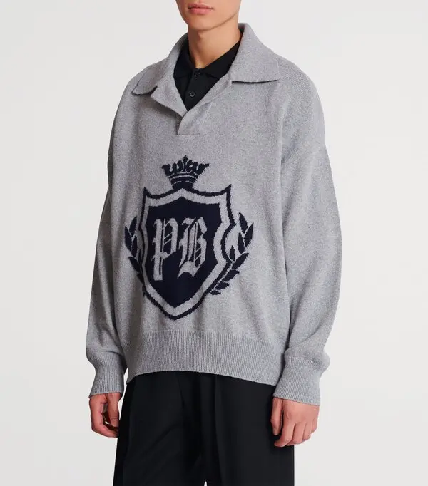 Balmain Cashmere-virgin Wool Polo Sweatshirt