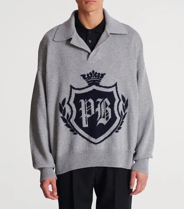 Balmain Cashmere-virgin Wool Polo Sweatshirt