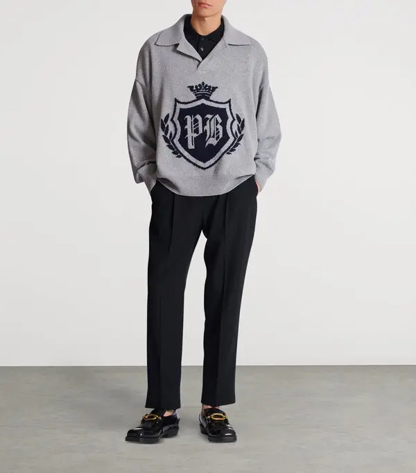 Balmain Cashmere-virgin Wool Polo Sweatshirt